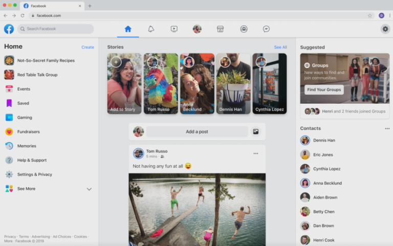Facebook's New Layout is Rolling out on Desktop